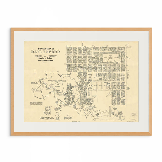 Daylesford: Historic Township Map Print 1957 | Curat'd Walls