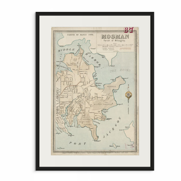 Vintage Map of Mosman, Sydney's North Shore | Curat'd Walls