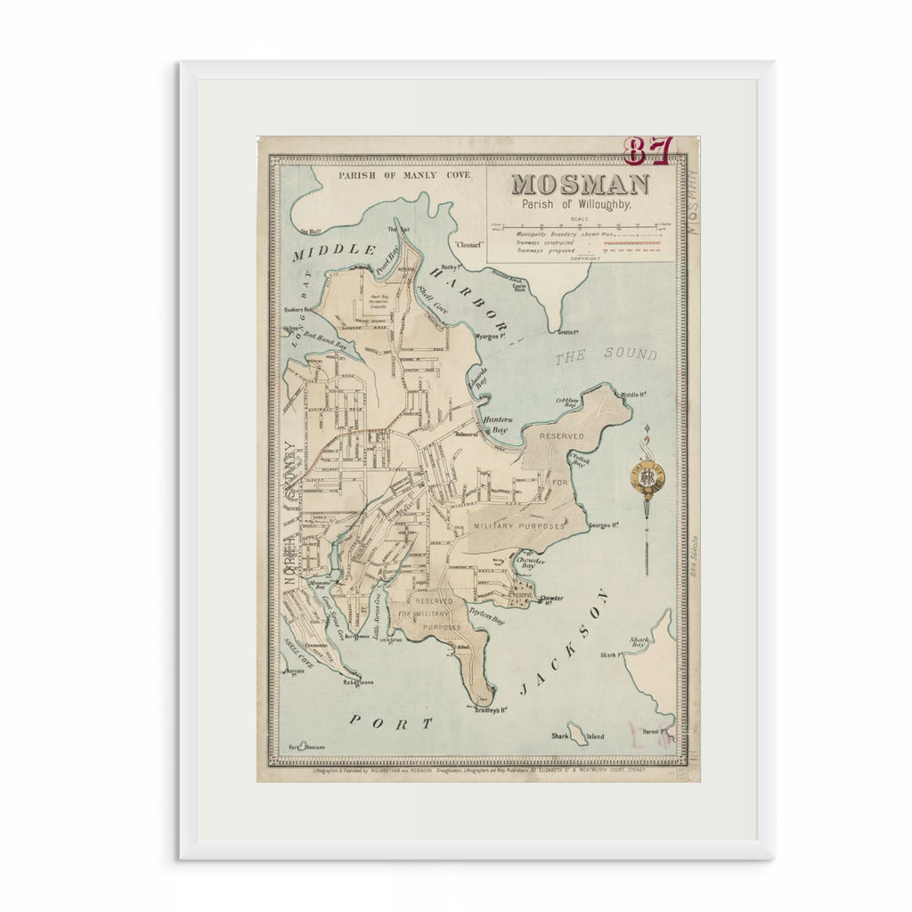 Vintage Map of Mosman, Sydney's North Shore | Curat'd Walls