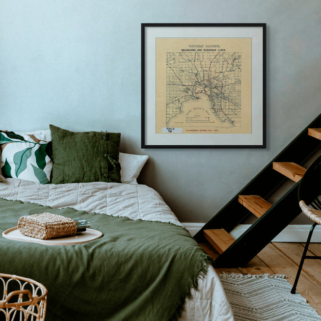 Vintage Victorian Railways Melbourne and Suburban Lines Train Map Sepia ...